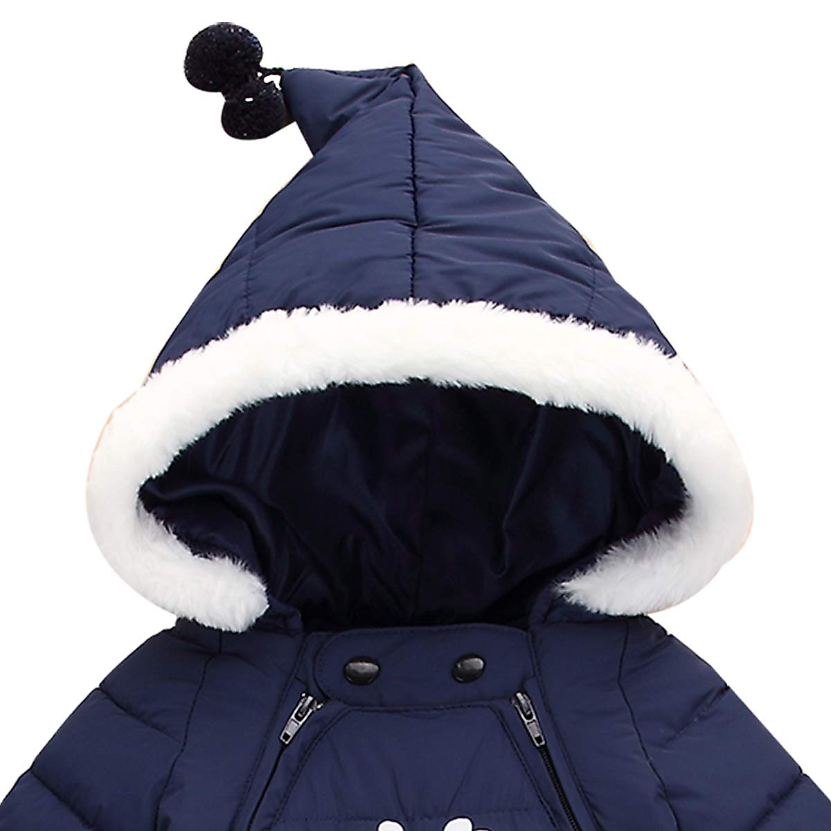 Happy Cherry Baby Winter One Piece Snowsuit with Hood Gloves Zipped Toddler Padded Sleepsuit Navy