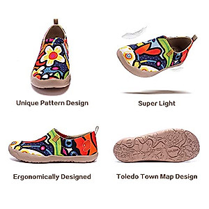 UIN Women's Flats Canvas Lightweight Slip Ons Sneakers Walking Casual Art Painted Travel Shoes Secret Garden (9)