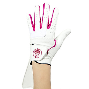 Grip-Par women’s golf glove for training recommended by PGA Professionals– R&A Approved – Extra Large – Right hand – Synthetic Leather - White/Pink Trim