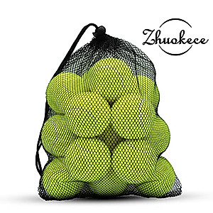 ZHUOKECE Tennis Balls, 18 Pack Training Tennis Balls Practice Balls with Mesh Bag for Easy Transport, Pet Dog Playing Balls, fit for Beginner Training Ball (Green)