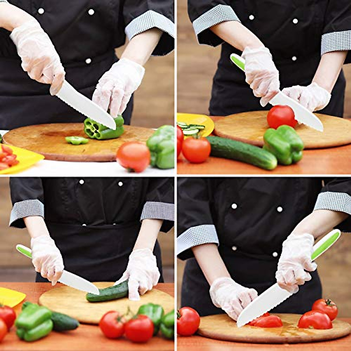 9Pcs Kids Knife Sets Plastic Knife,Kids Chef Nylon Knives Include 5 pcs Square knife, 3pcs Pointed knife,1pc Non-slip Plastic Cutting Board, Children's Safe Children's Safe Cooking For Fruit,Knife
