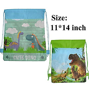 12 Dinosaur Draw String Pouch BACKPACK Bags, Party Bags, Dinosaur Goody Bags, Dinosaur Backpacks, Dino Carry-on Backpacks