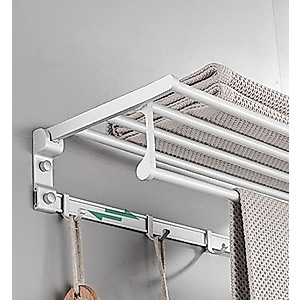 Towel Racks, Towel Rack Bath Towel Holder Towel Stand Towel Holder Punch Free Shower Shelf Bathroom Accessories Wall Organizer Hook Hanger Aluminum Storage Rack Towel Storage Holder/Tr/a