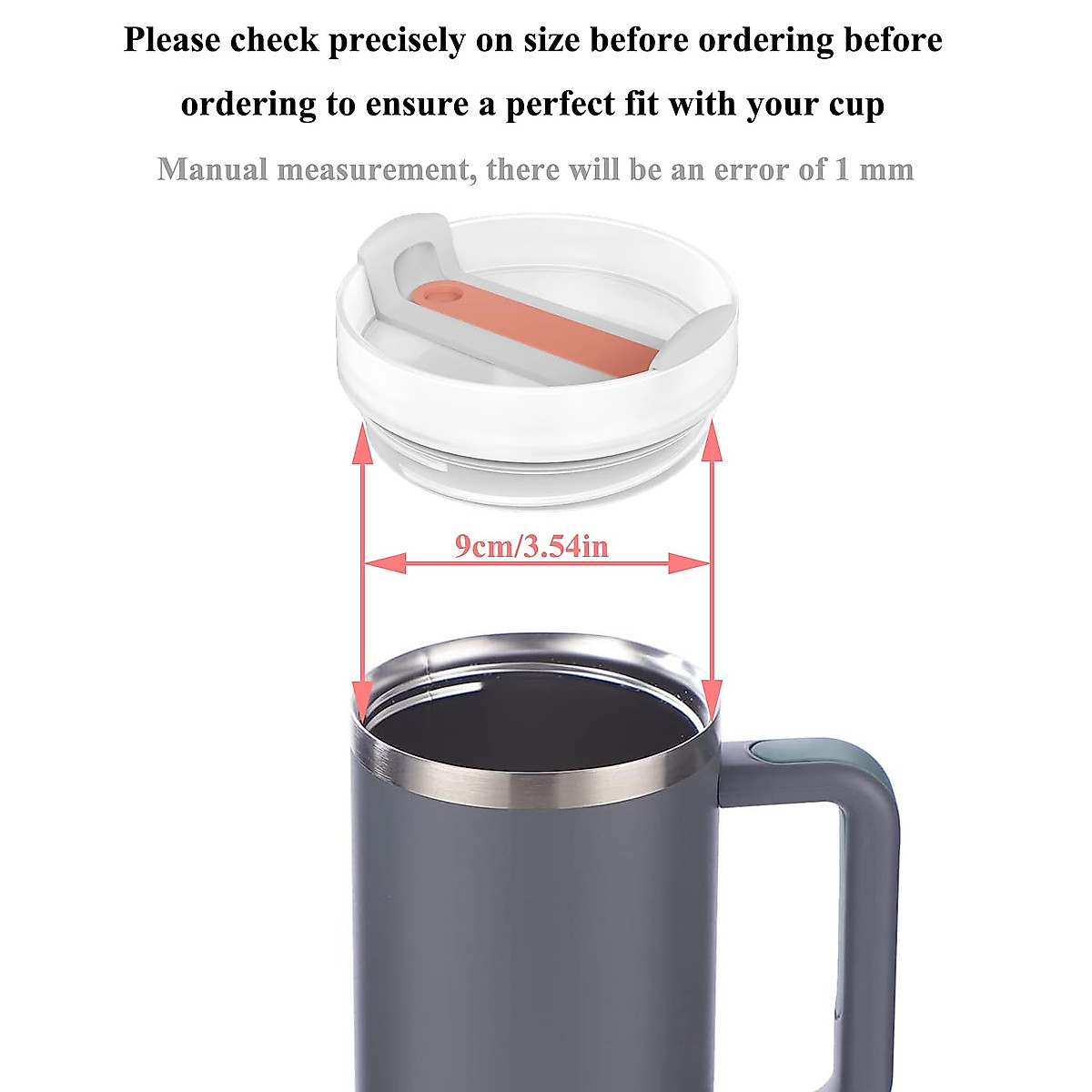 40 OZ Tumbler Lid Compatible for Stanley Quencher, 2 Pack Spill Proof Splash Resistant Stainless Steel Tumbler Covers Fit for Stanley and More Coffee (Pink)