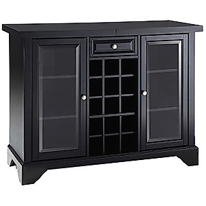 Crosley Furniture Alexandria Sliding Top Bar Cabinet with Storage Shelves, Drawer, and Wine Rack, Vintage Mahogany