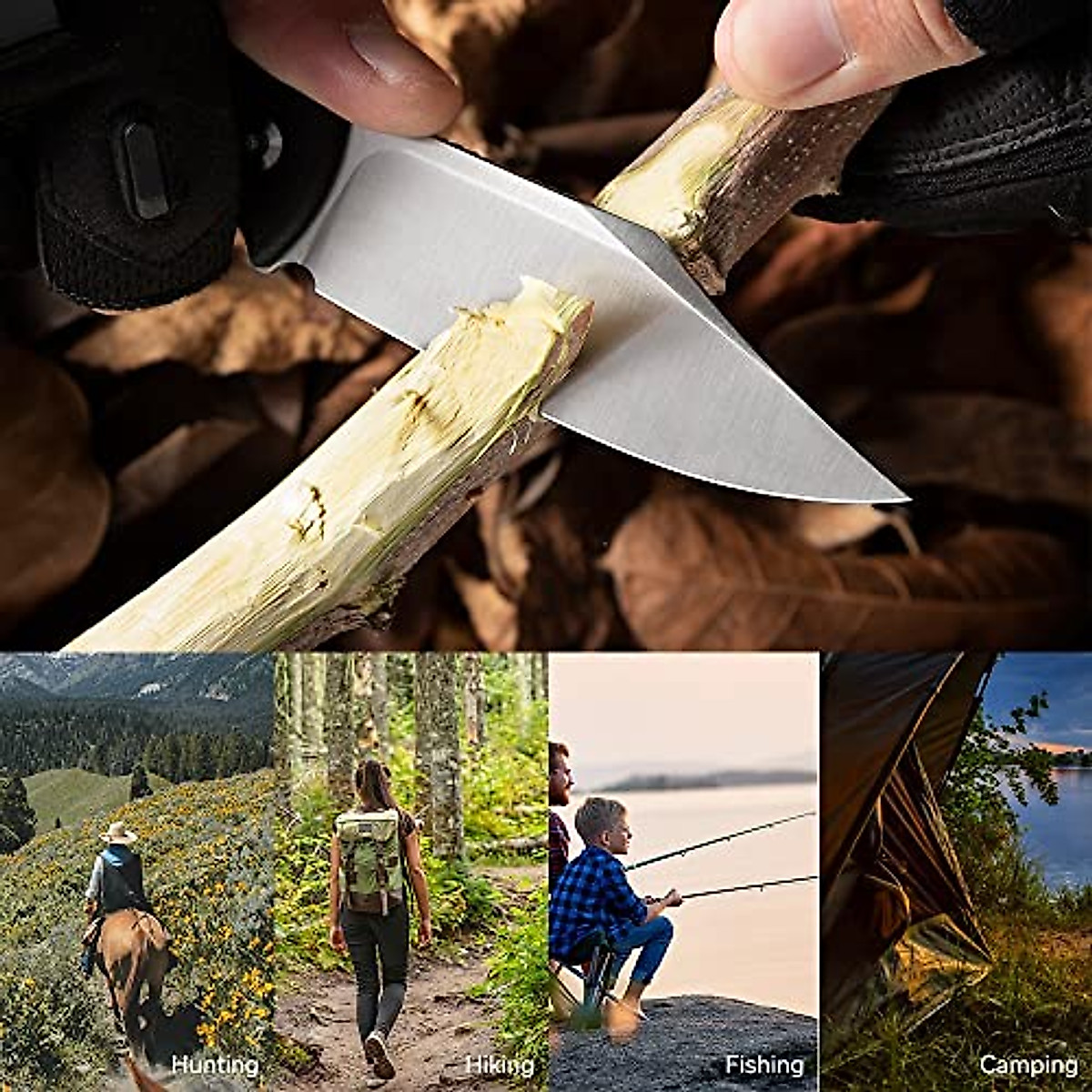 SENCUT Waxahachie Fixed Blade Knife, Full Tang Clip Point Satin 9Cr18MoV Blade with G10 Handle, Kydex Sheath, Waist T-clip for EDC Survival Hunting Camping Outdoor Everyday Carry SA11A