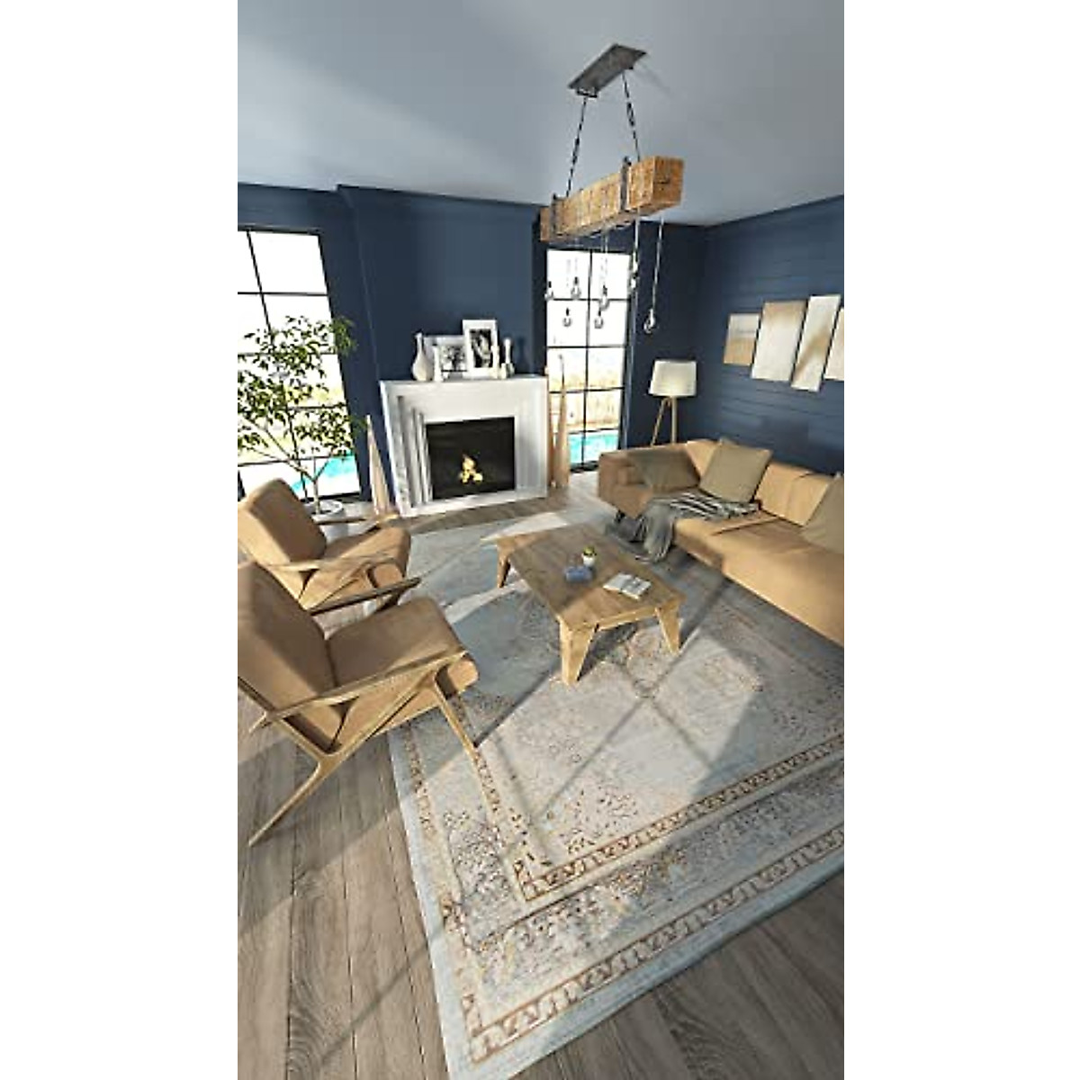 Momeni Rugs Isabella Traditional Medallion Flat Weave Area Rug, 9'3" X 11'10", Blue