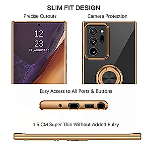 DUEDUE for Samsung Galaxy Note 20 Ultra Case with Ring Holder Kickstand 360 Degree Rotation Magnetic Car Finger Soft TPU Slim Cover Protective Phone Case for Samsung Note 20 Ultra 5G 6.9", Black