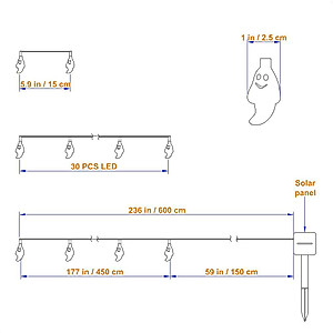 Hann® Solar LED String Lights, 30LED Crystal Ball | Lanterns | Moroccan Orb Ball | Cute Ghost Pumpkin Waterproof Outdoor Decorative String Lights for Christmas Garden Halloween (Cute Ghost)