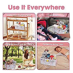 Baby Diaper Caddy Organizer for Girl Boy Large Nursery Storage Bin Basket Portable Holder Tote Bag for Changing Table and Car Baby Shower Gifts Newborn Essentials Baby Registry Must Haves Items