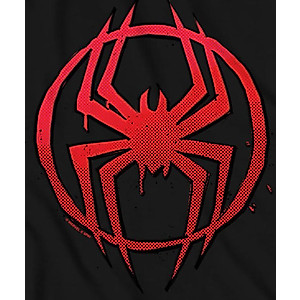 Marvel Spider-Man Miles Morales Icon Logo Spiderverse Adult T-Shirt(SM, Black)