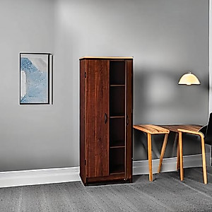 ClosetMaid Pantry Cabinet Cupboard with 2 Doors Adjustable Shelves, Standing, Storage for Kitchen, Laundry or Utility Room, Dark Cherry