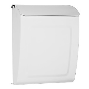 Architectural Mailboxes Aspen Galvanized Steel, Locking, Wall Mount Mailbox, 2594W-10, White, Small Capacity