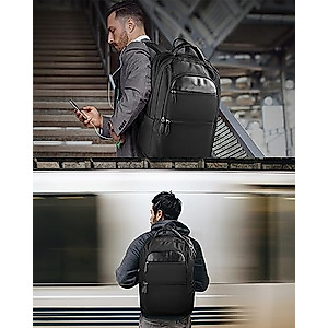 17 Inch Laptop Backpack for Men, TSA Approved Large Computer Backpack with USB Charging Port, Water Resistant Travel Business Backpack for Women, Anti Theft Carry on Daypack College Office Bag, Black