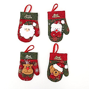 NARFIRE 4PCS Christmas Cutlery Organizer Set Snowman Santa Dinner Table Decorations