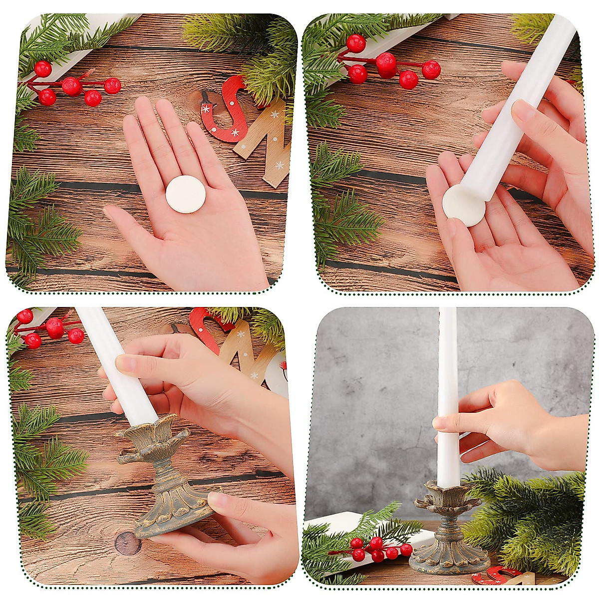12 Pcs Candle Grips for Taper Candles Adhesive Holder Taper Candle Inserts Small Candle Accessories