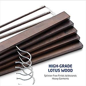 High-Grade Wooden Slack/Trouser Pants Hangers with Non Slip Bar Smooth Finish, Durable Wooden Hangers - Slim & Sleek Space Saving Closet Hangers, 360° Hook- Ideal for Pant (Vintage, 10)