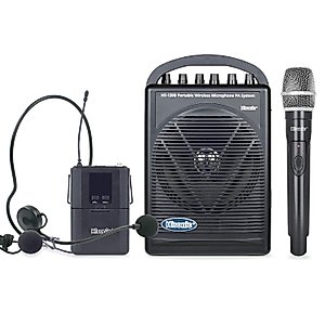 Hisonic HS120B Rechargeable & Portable PA (Public Address) System with Built-in UHF Wireless Microphone (1 Handheld +1 Belt-pack)