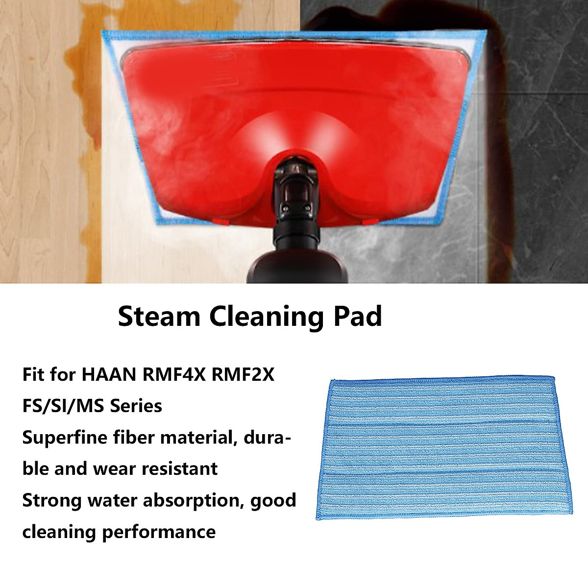 Pssopp 5PCS Floor Mop Refill Replacement Pads Professional Cloth Replacement Washable Microfiber Mop Refill for HAAN RMF4X RMF2X FS SI MS