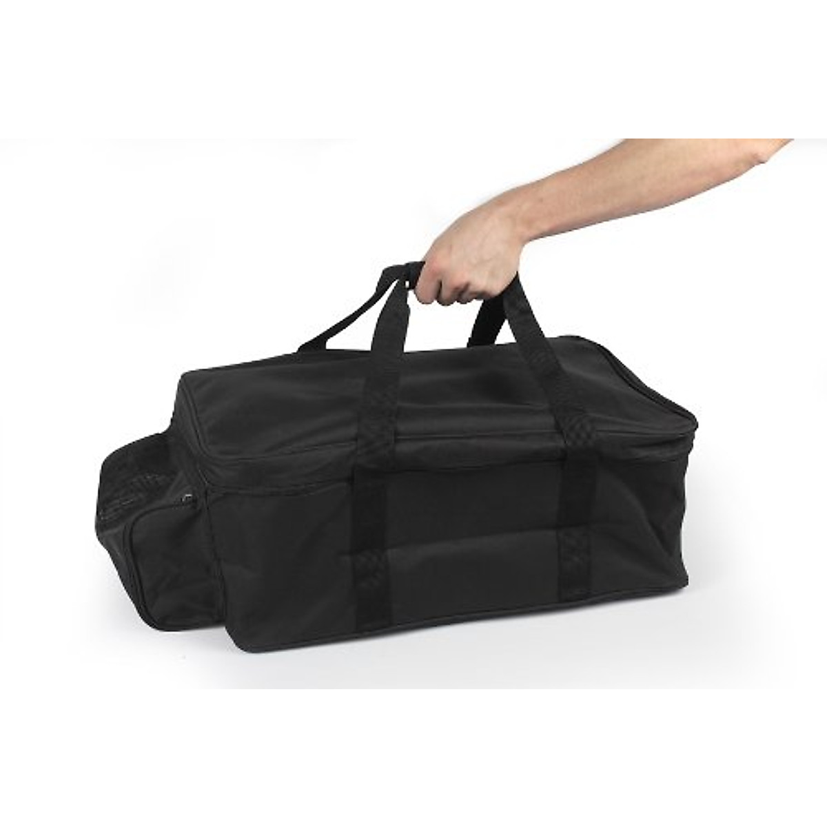 Camco Grill-Stow N Go 125 Portable Propane Gas Grill with Push Button Igniter, Temperature Gauge, and Storage Bag for RV, Tailgating, and Camping