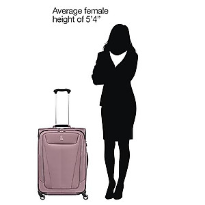 Travelpro Maxlite 5 Softside Expandable Luggage with 4 Spinner Wheels, Lightweight Suitcase, Men and Women, Dusty Rose Pink, Checked-Medium 25-Inch