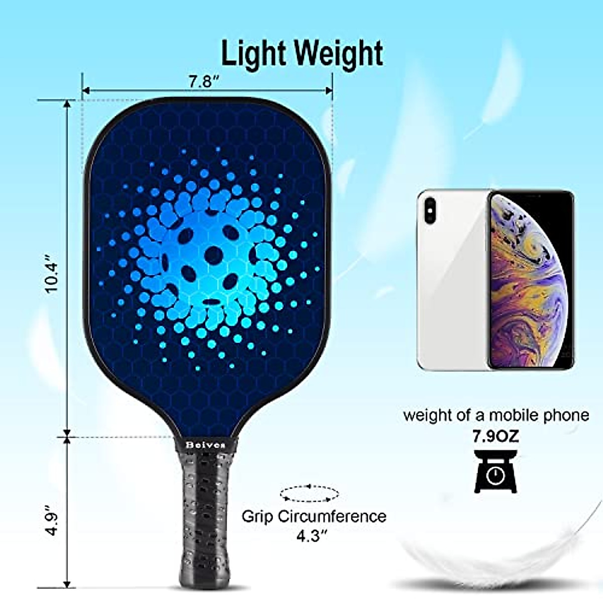 Beives Pickleball Paddles Graphite Pickleball Set Honeycomb Pickleball Rackets Equipment with 2 Pickleball Racquets, 4 Balls and a Portable Carry Bag