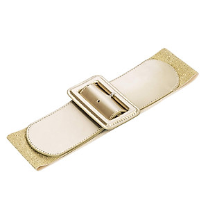 Hanna Nikole Women's Plus Size Pu Leather Stretch Belt Wide Waist Belt 4XL Gold