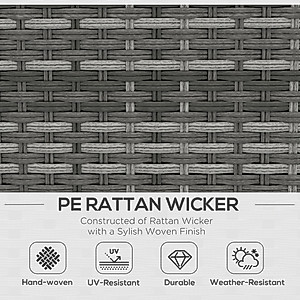 Outsunny 5 Piece Patio Furniture Set with Cushions, Outdoor PE Rattan Wicker Conversation Sofa Set with 30" Fire Pit Coffee Table, Dark Gray