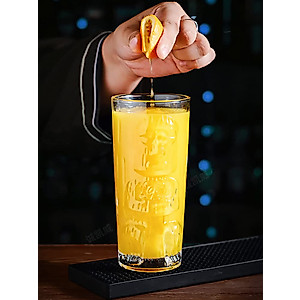 SOUJOY 6 Pack Tiki Glass, 14oz Modern Bar Cocktails Mug, Old Fashioned Highball Cup for Mai Tai, Exotic Zombie Cocktails, Tropical Island Drinks Tiki Bar Professional Hawaiian Party Barware