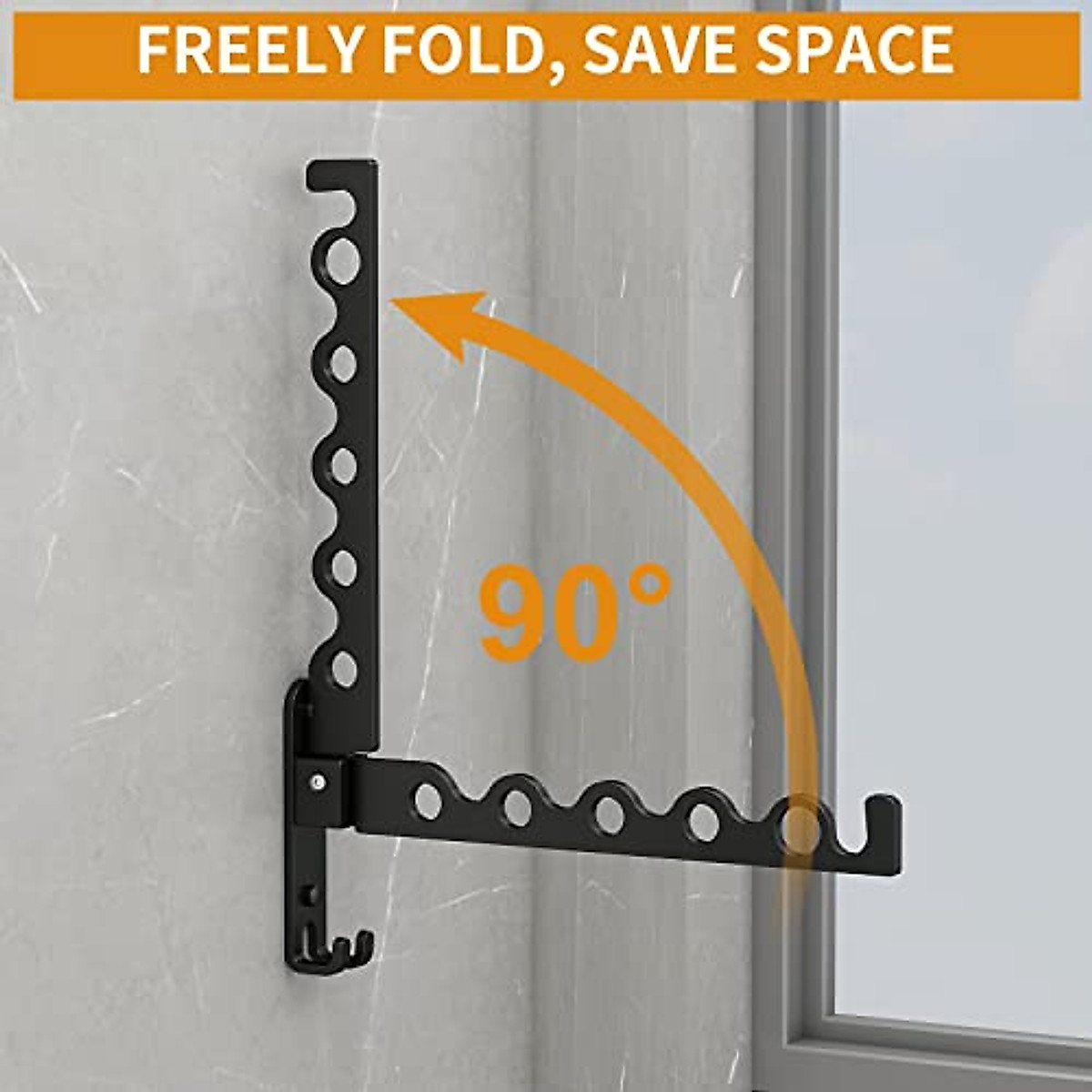 Danpoo Wall Mounted Drying Rack Clothing Foldable, Laundry Drying Rack Collapsible, Folding Clothes Hanger Holder, Matte Black(one Pack)