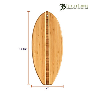 Totally Bamboo Lil' Surfer Surfboard Shaped Bamboo Serving and Cutting Board, 14-1/2" x 6", Brown