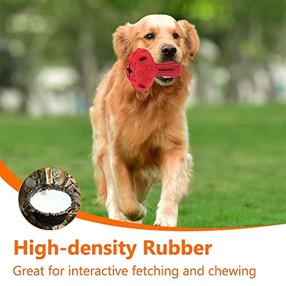 SCHITEC Dog Chew Toy for Large & Medium Dogs, Rubber Treat Dispensing Toy for Aggressive Chewers, Interactive Slow Feeder Tough Puzzle Toys Teeth Cleaning