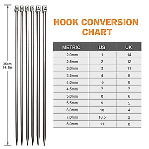 Knitting Needle Set, BCMRUN 22PCS 2mm(B)-8mm(L) Straight Single Pointed Stainless Steel Sweater Needles Set(11Pair-11 Size,9.8 inch) with Locking Stitch Makers Large-Eye Needles Measure Tape (36CM)