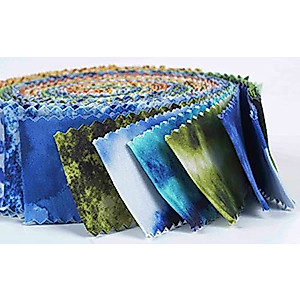 Soimoi 40Pcs Tie Dye Print Precut Fabrics Strips Roll Up 1.5x42inches Cotton Jelly Rolls for Quilting - Multicolor