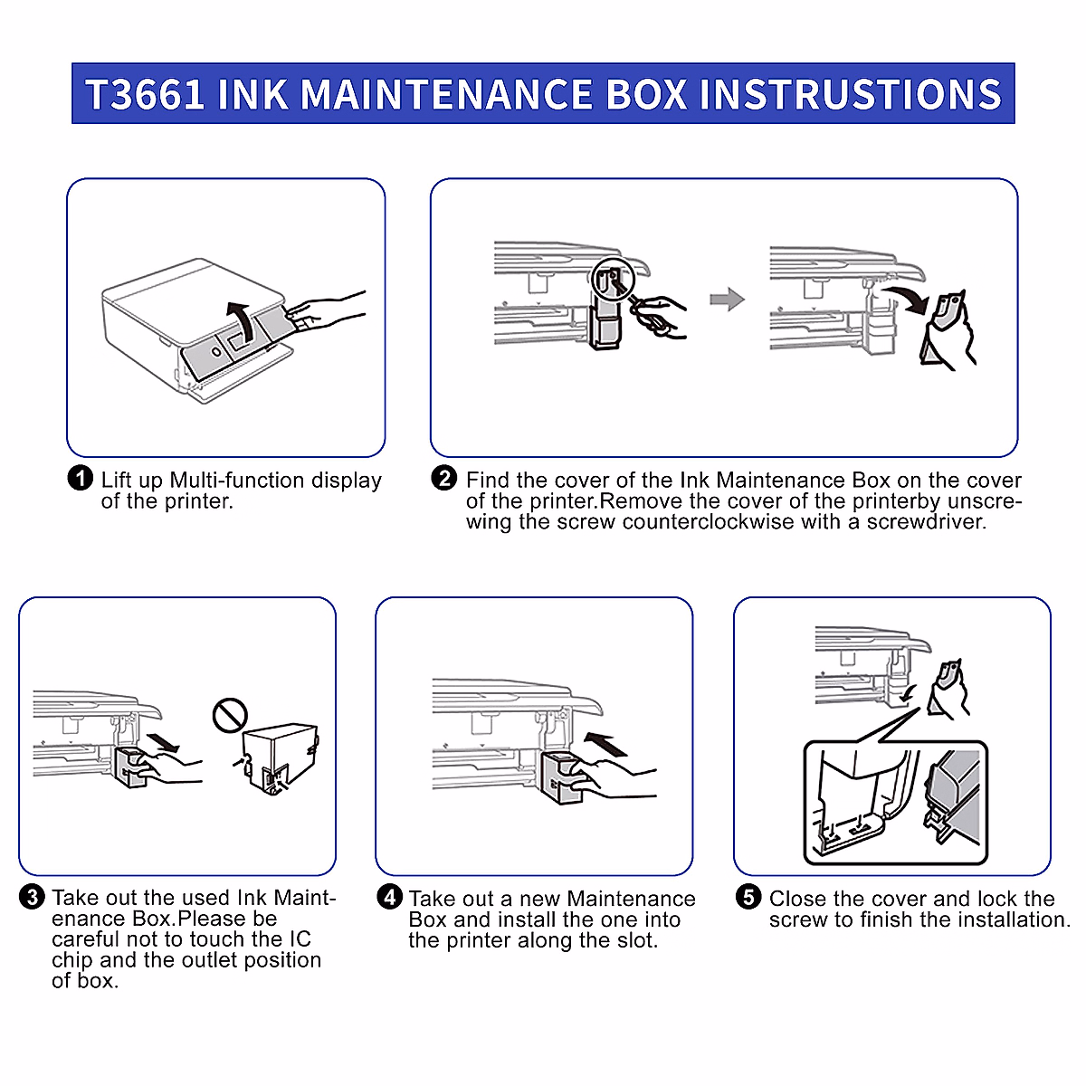 Aomya T366 T366100 T3661 Maintenance Box for XP-15000 XP-6000 XP-6100 XP-970 XP-8500 XP-8600 XP-8700 Expression Premium Photo Printer