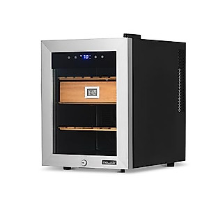 NewAir Electric Cigar Humidor Wineador | 250 Count | Stainless Steel Cooler with Opti-Temp Heating, Cooling Function 54-74F, and Spanish Cedar Shelves NCH250SS01
