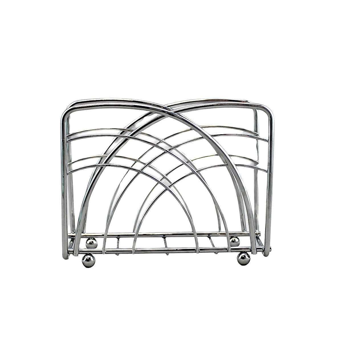 Deluxe Metal Napkin Holder Self Standing Silver Cafe Cocktail and Luncheon Napkin Holder Caddy