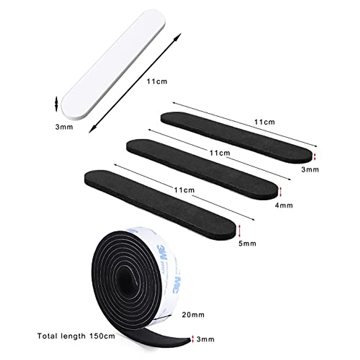 25 Pcs Hat Size Tape Self Adhesive, Hat Size Reducer High Density Foam Reducing Roll for Hats Caps Sweatband(Black and White)