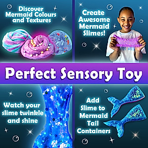 Original Stationery Mermaid Slime for Girls, 35 Pieces to Make DIY Glow in The Dark Slime with Glitter Slime Add Ins, Mermaid Gifts for Girls 9-12