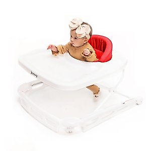 Joovy Spoon Baby Walker & Activity Center Featuring Three Adjustable Heights, Tough Luggage Grade Seat Material, and 30 lb Weight Capacity - JPMA Safety Certified (Red)