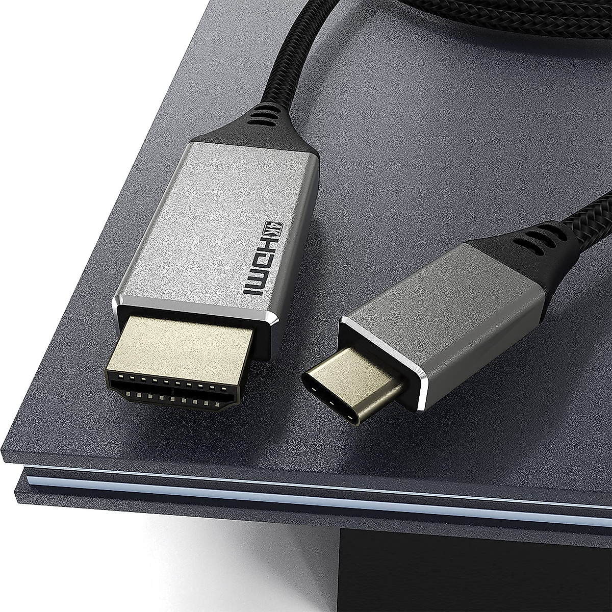 USB C to HDMI Cable 6FT, 4K USB Type-C to HDMI Ports Nylon Braided Cable for Home Office