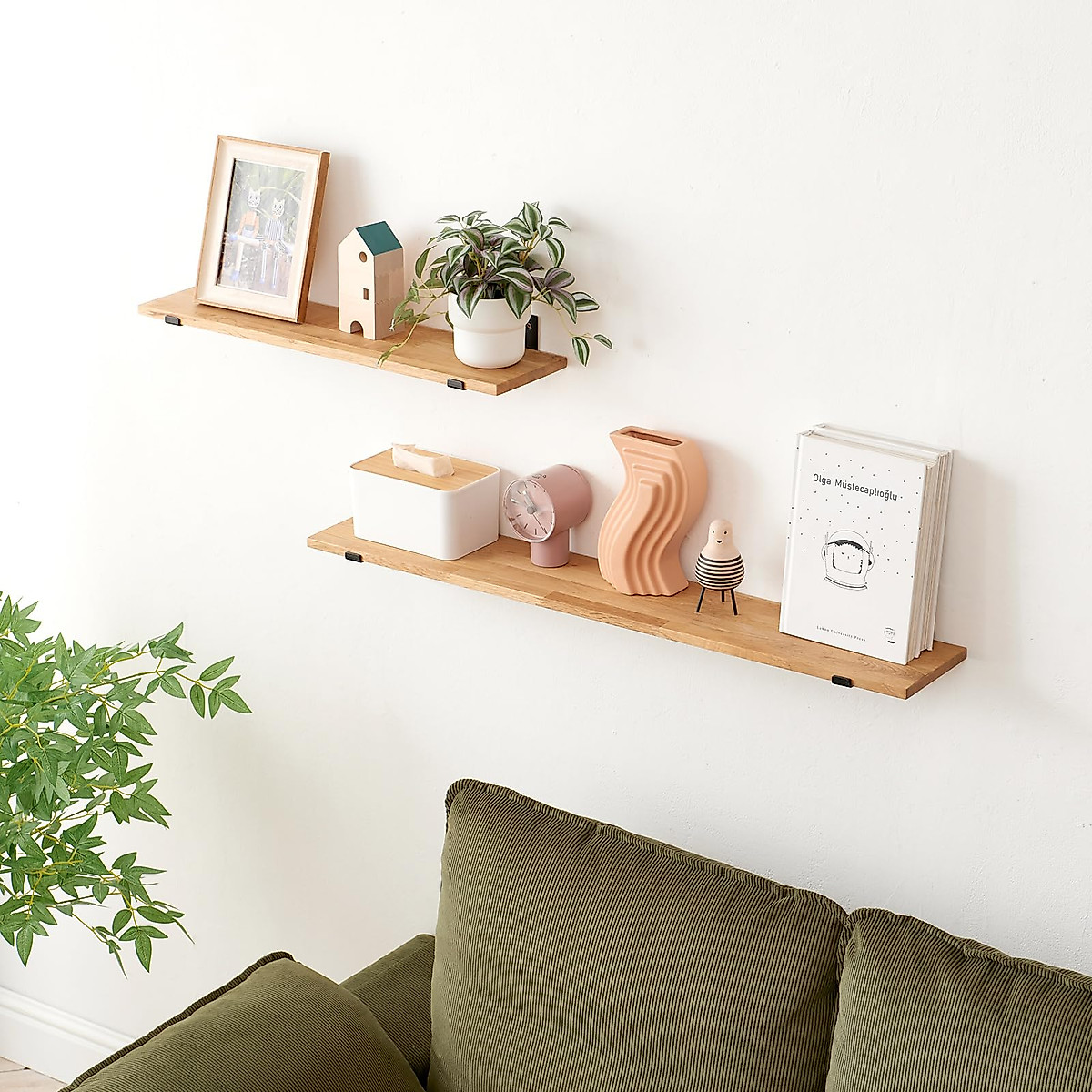 TRWISWDC Oak Floating Shelves 12 inches Floating Wood Shelf Wall Mounted with Lip Brackets for Bedroom Living Room Kitchen Bathroom Rustic Wall Storage Shelves (Upgrade Width 6")