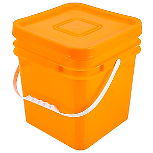 LUOZZY Large Laundry Detergent Storage Box Farmhouse Laundry Powder Container Square Washing Powder Bucket (10L Orange)