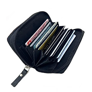 Alpine Swiss Womens Accordion Organizer Wallet Leather Credit Card Case ID Black