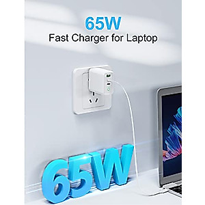 USB C Wall Charger, 65W 3-Port GaN Charger, PPS PD3.0 Fast Charging Block Foldable, Hurple 65W USB C Charger for MacBook Air Pro, iPhone 13, Galaxy S22, Note 20, iPad Pro, Airpods, Watch and More