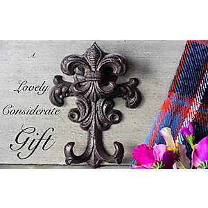 Stelalloy Decorative Wall Hook - Cast Iron Hooks - Black Coat Hooks Towel Hooks for Bathroom Hat Holder Purse Hook - Rustic Coat Hooks Wrought Iron Hooks - Garden Hooks - Pool Hooks