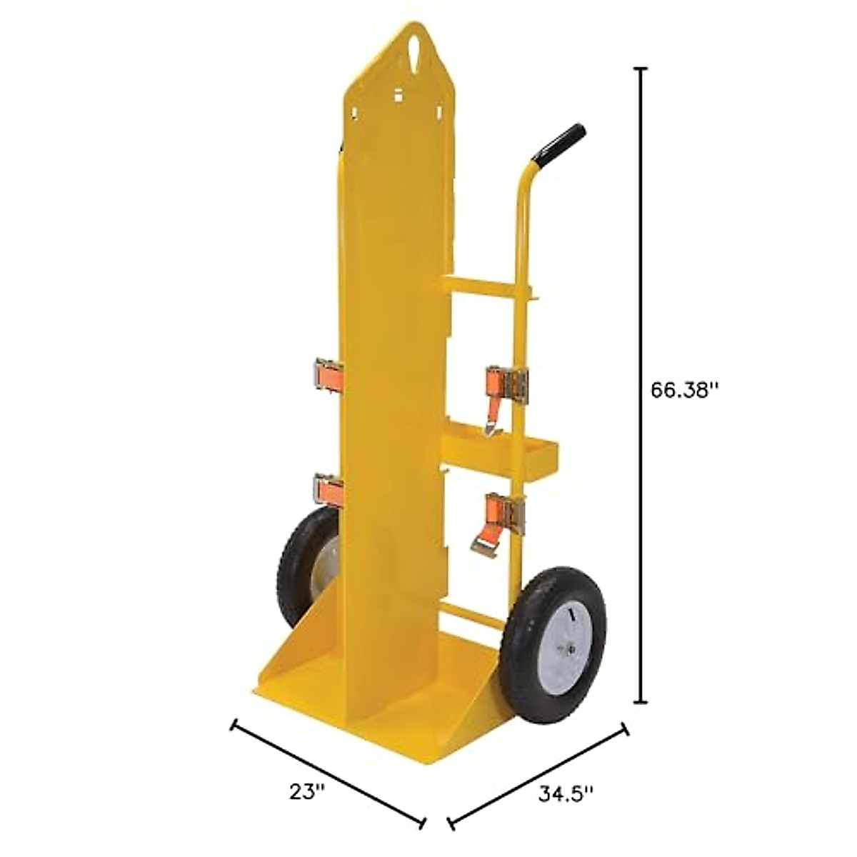 Vestil CYL-EH Steel Torch Cart-Lift Eye with Pneumatic Wheels 23 in. x 34-1/2 in. x 66-3/8 in. 500 Lb. Capacity Yellow