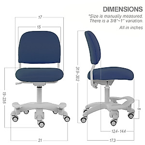 Ergonomic Kids Desk Chair, Boy's Child's Children Student Study Office Computer Chair, Adjustable Height and Seat Depth, Detachable Footrest, Lumbar Support (Navy, W/Chair Slipcovers)