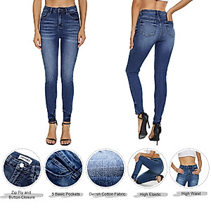 VIPONES Women's Skinny Jeans Stretchy High Rise Tummy Control Trendy Jeggings Denim Pants with Pocket（145, Size 12）
