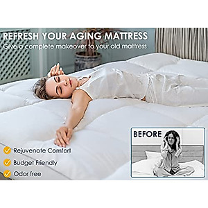 QUEEN ROSE Queen Mattress Topper, Cooling Extra Thick 3D Snow Soft Pillow Topper Mattress Pad Cover Bed Mattress Topper, Hotel Quality, Down Alternative, Plush and Support